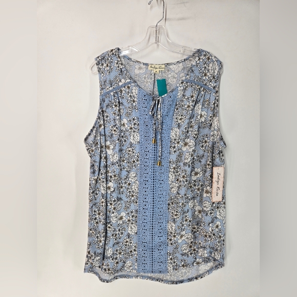 Indigo Rose | Tops | Indigo Rose Blue Floral Tank Top Size 3x | Poshmark